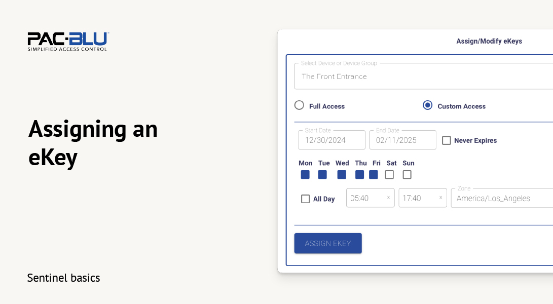Assigning an eKey - PAC-BLU Knowledge Base